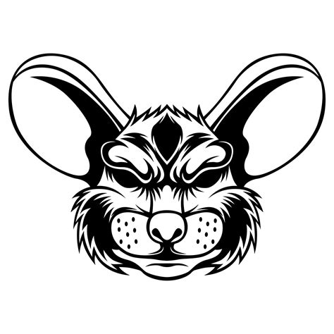 Mouse Head Vector Mouse Black And White Drawing Mascot Logo Design Vector Illustration Template