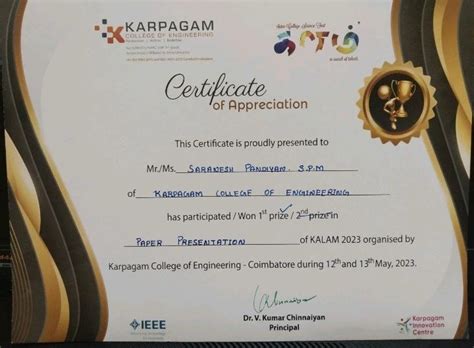 Saranesh Pandiyan On Linkedin Paperpresentation Research Firstplace