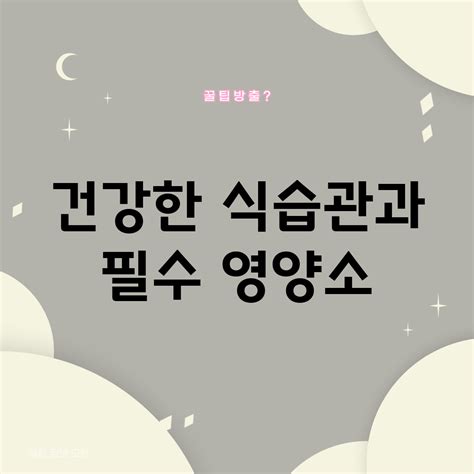 건강한 식습관과 필수 영양소
