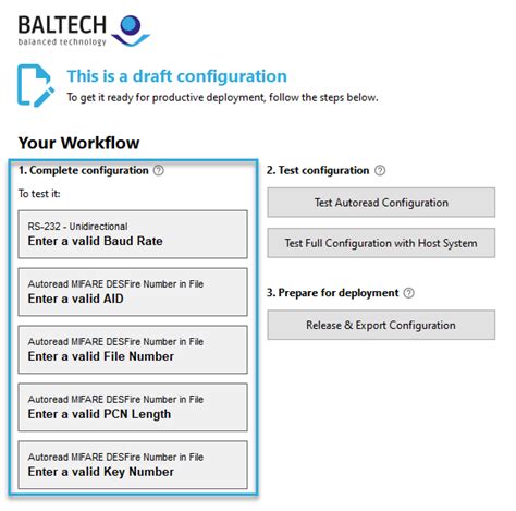 Create New Config Baltech Docs