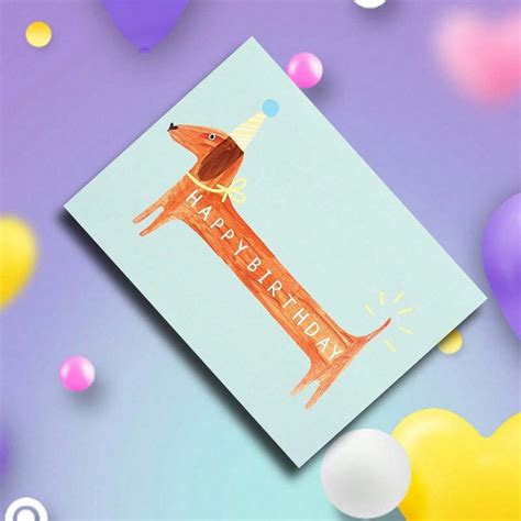 1pc Creative Cartoon Dachshund Dog Happy Birthday Greeting Card