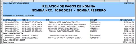 Relación de pagos Nómina y RRHH Portal de Clientes Siigo Software
