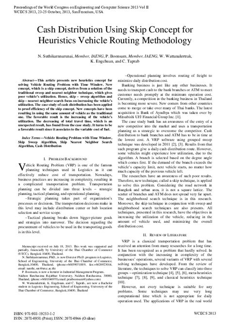 pdf cash distribution using skip concept for heuristics vehicle
