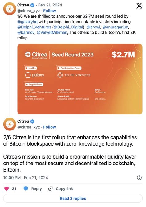 Citrea Secures 27 Million Seed Funding To Launch Bitcoin Zk Rollup