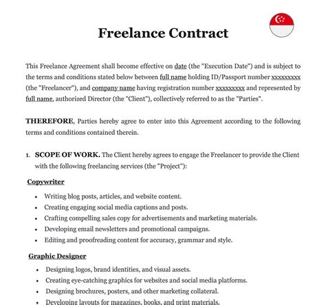Freelance Contract In Singapore Download Word Template Doc