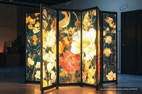Ai创作图琉璃屏风 工艺屏风 漆器屏风 大花屏风 特色屏风 艺术屏风 通花屏风 广绣屏风 非遗隔断 花朵图案屏风 非花屏风 简约实木广绣五扇屏风 苏绣屏风 嵌漆屏风 传统色彩屏风nipic
