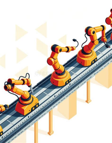 Industrial Robotic Arms On A Conveyor Belt Symbolizing Automation And Technology Stock Image