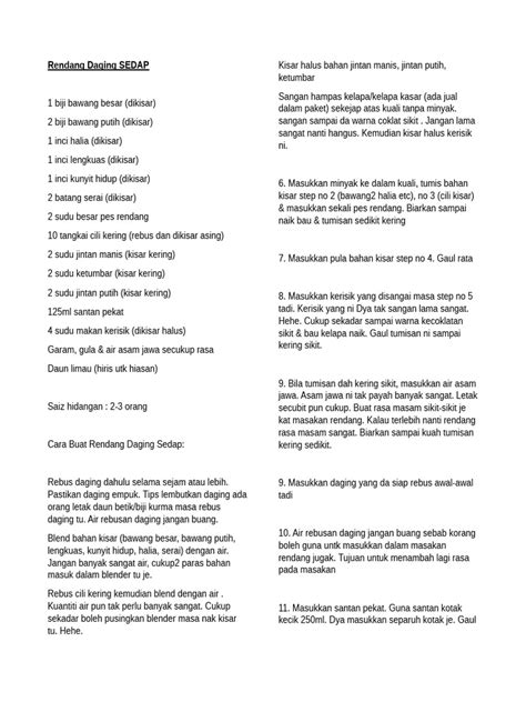 Rendang Daging Sedap Pdf
