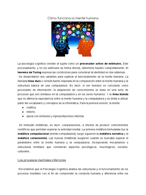 Cómo Funciona La Mente Humana Pdf Percepción Mente