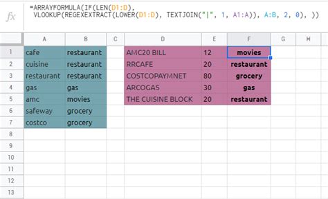 Regex How To Match Cell To Lookup Table Stack Overflow