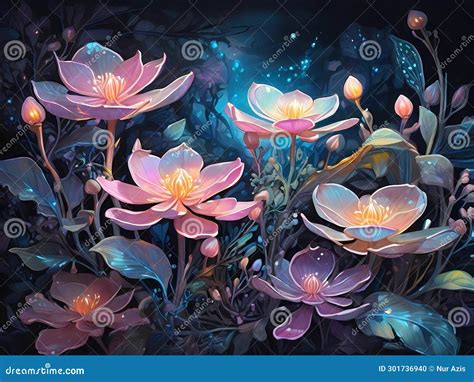 Glowing Clover With Technicolor Lights Illuminate From Fiery And Sheer Glo Stock Illustration