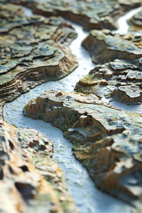 A Layered 3D Terrain Map Showing River Systems With GIS Data Overlays