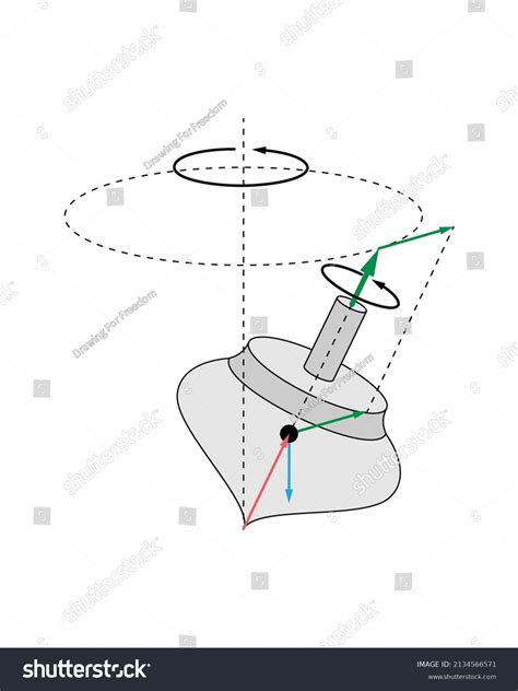 Top Gyroscope Precession Depiction Conservation Angular Stock Vector