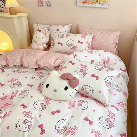 Hello Kitty Cotton Bedding Sheet Bow Design Joykawaii