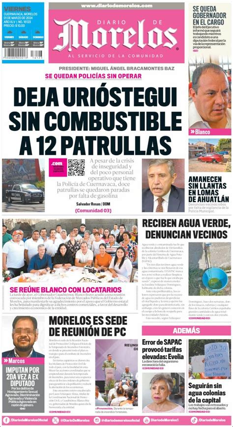 Periódico Diario De Morelos México Periódicos De México Edición De