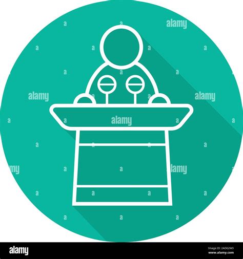 Politician flat linear long shadow icon. Orator speech. Speaker podium. Vector line symbol Stock ...
