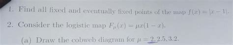 Solved 1 Find All Fixed And Eventually Fixed Points Of The