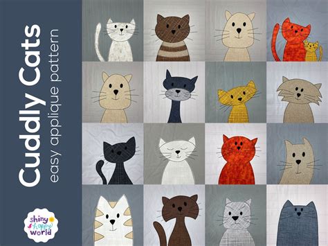 Cats Quilt Applique Pattern Workshop Easy Pdf Pattern For Etsy Uk