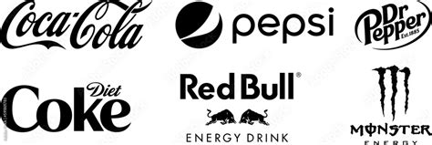 Coca Cola Black Logo Set Pepsi Dr Pepper Diet Coke Red Bull