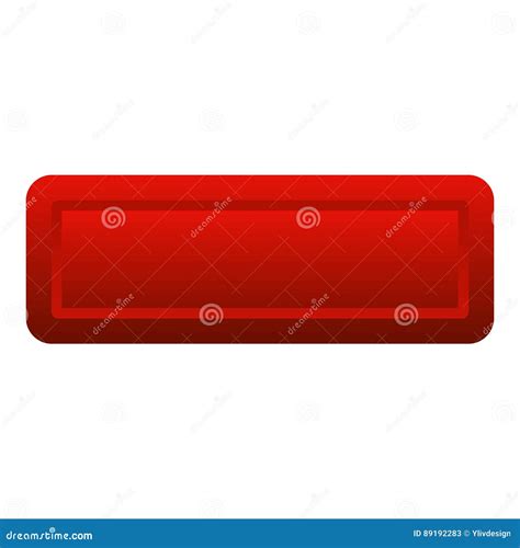 red rectangle button icon flat style stock vector illustration of