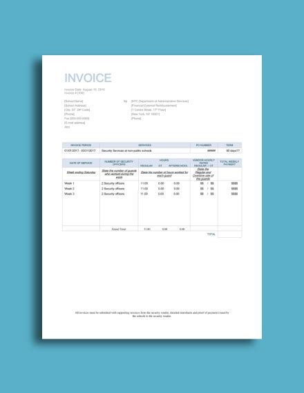 Security Invoice Template