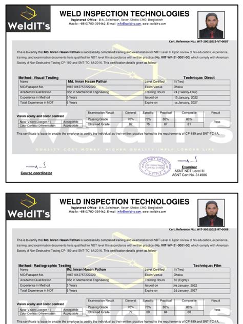 Ndt Level Ii Certificate Pdf