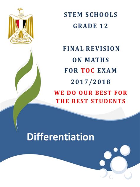 Final Revision On Math For Toc Exam Differentiation Pdf Maxima And Minima Area