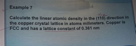 Solved Example 7 Calculate The Linear Atomic Density In The