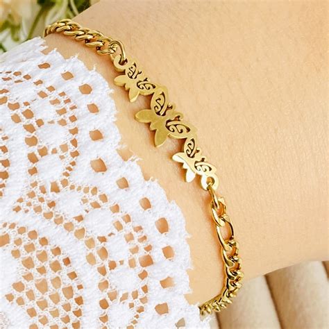 Bratara Fluturi Aurii Otel Inoxidabil Bijuterii Inox Zurieva