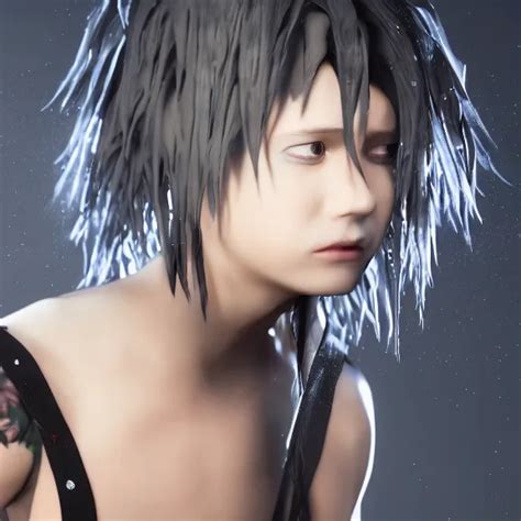 D Render Of A Smug Emo Anime Boy In A Wet See Stable Diffusion