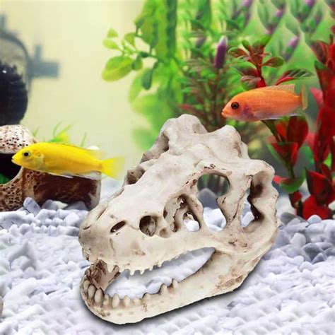 Pequeña Resina Acuario Dinosaurio Cráneo Decoración Cuotas sin interés