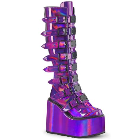 Buy Demonia Swing 815 5 25 Purple Holographic Patent Festival Knee