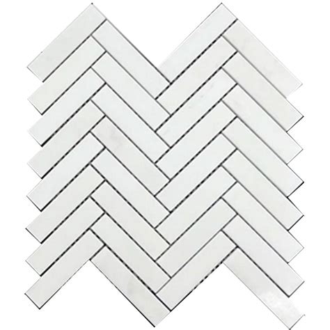 Elon Tile And Stone Herringbone Mosaics 1 X 4 White Thassos Polished