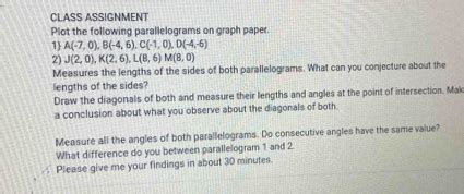 Solved Class Assignment Plot The Following Parallelograms On Graph Paper A B C