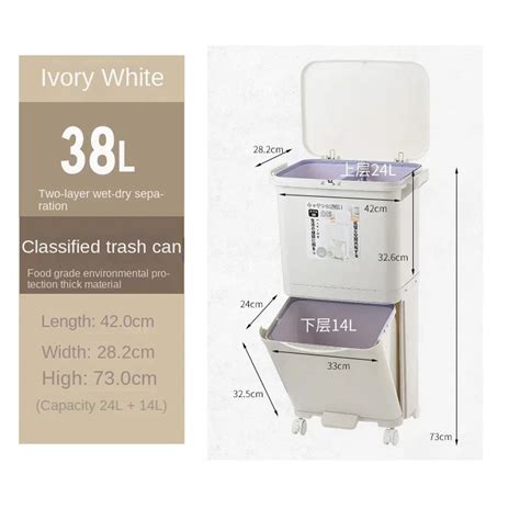 Home Creative Kitchen Double Layer Classification Trash Can Instock Looks