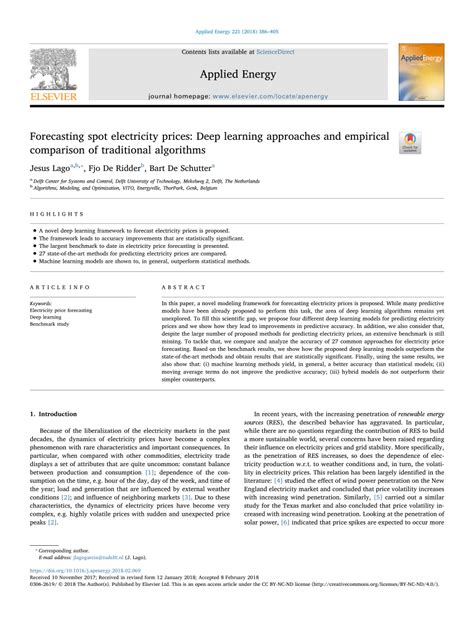 Pdf Forecasting Spot Electricity Prices Deep Learning Approaches And Empirical Comparison Of