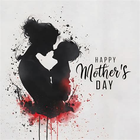 Una Silueta De Una Madre Y Su Hijo En El Fondo Del Día De La Madre