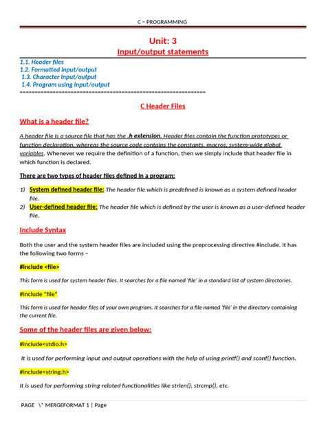 Unit 3 Input Output Statements Pdf Parameter Computer Programming