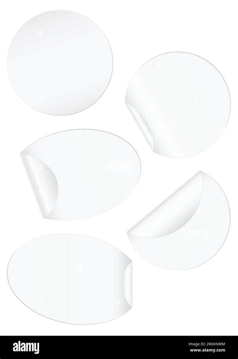 Vector Illustration Set Of Rounded Blank Stickers With Peeled Edges