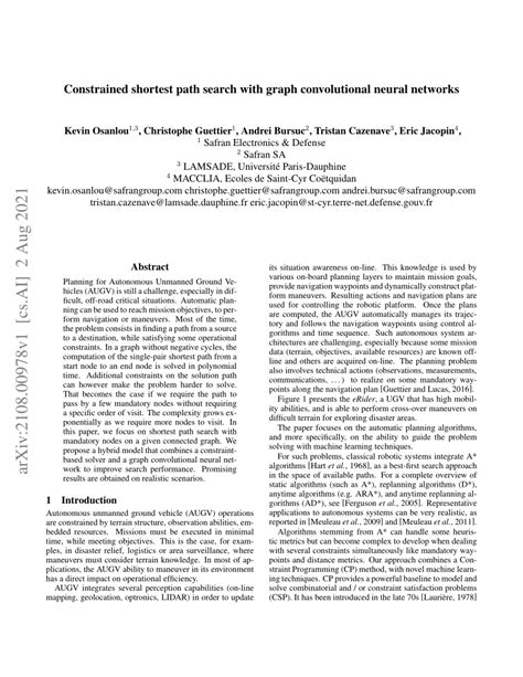 Pdf Constrained Shortest Path Search With Graph Convolutional Neural