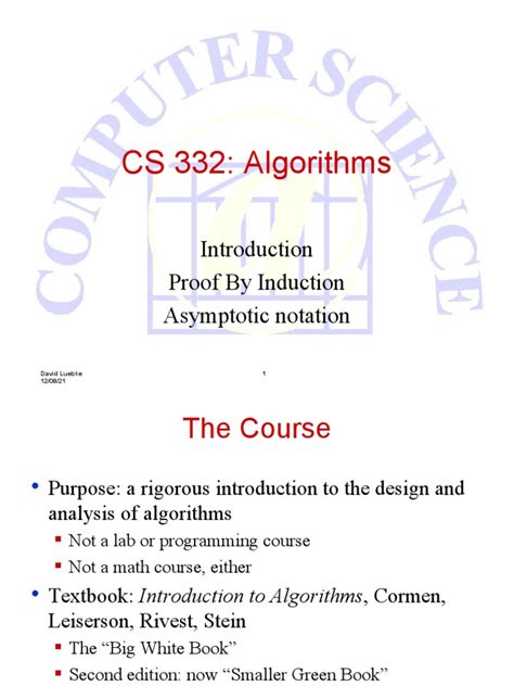 Cs 332 Algorithms Proof By Induction Asymptotic Notation Pdf