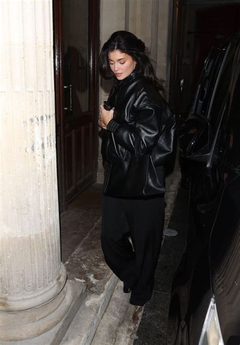 Kylie Jenner Rocks Phoebe Philo Leather In Parisian Night Out • Celebmafia