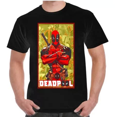 Playera Deadpool Dtf Comic Negra Meses Sin Interés