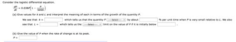 Solved Consider The Logistic Differential Equation Dp Dt Chegg
