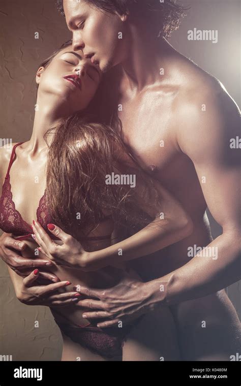 Close Up Of Beautiful Sexy Couple In A Gentle Passion Couple In Love