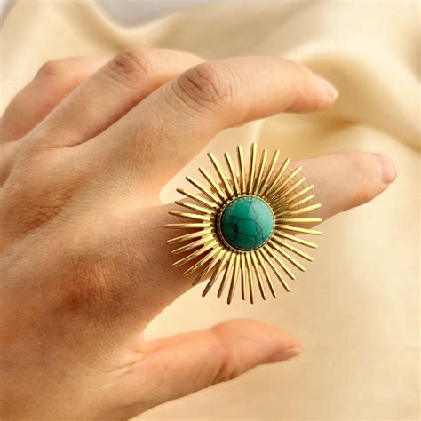 Peacock Stone Natural Stone Ring