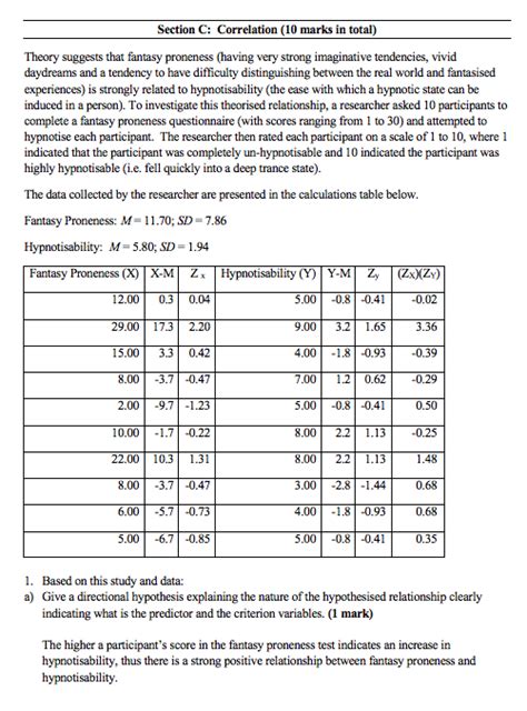 Solved Section C Correlation Marks In Total Theory Chegg Com