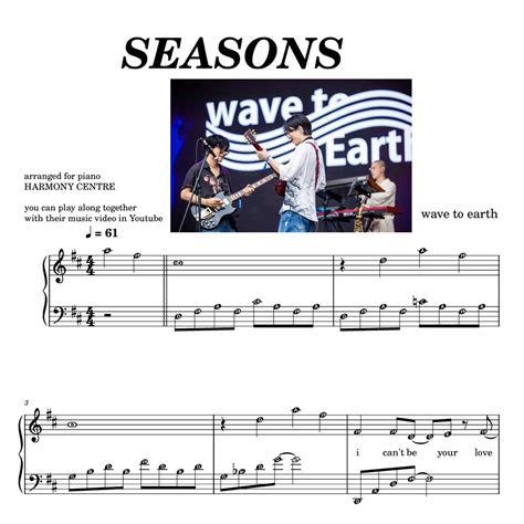 Wave To Earth Seasons And Love Piano Sheet Music Score Pdf Mp3 With