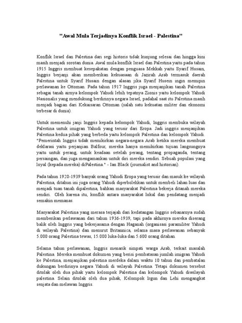 Awal Mula Terjadinya Konflik Israel Palestina Pdf