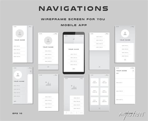 10 In 1 Ui Kits Wireframes Screens For Your Mobile App Gui • Wall Stickers Web Development
